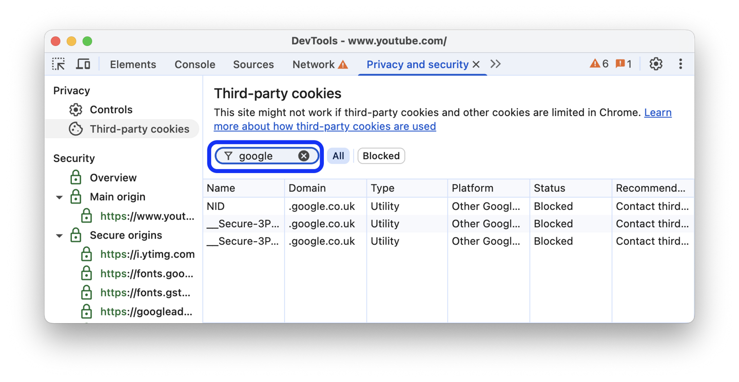 プライバシーとセキュリティ パネル | Chrome DevTools | Chrome for Developers