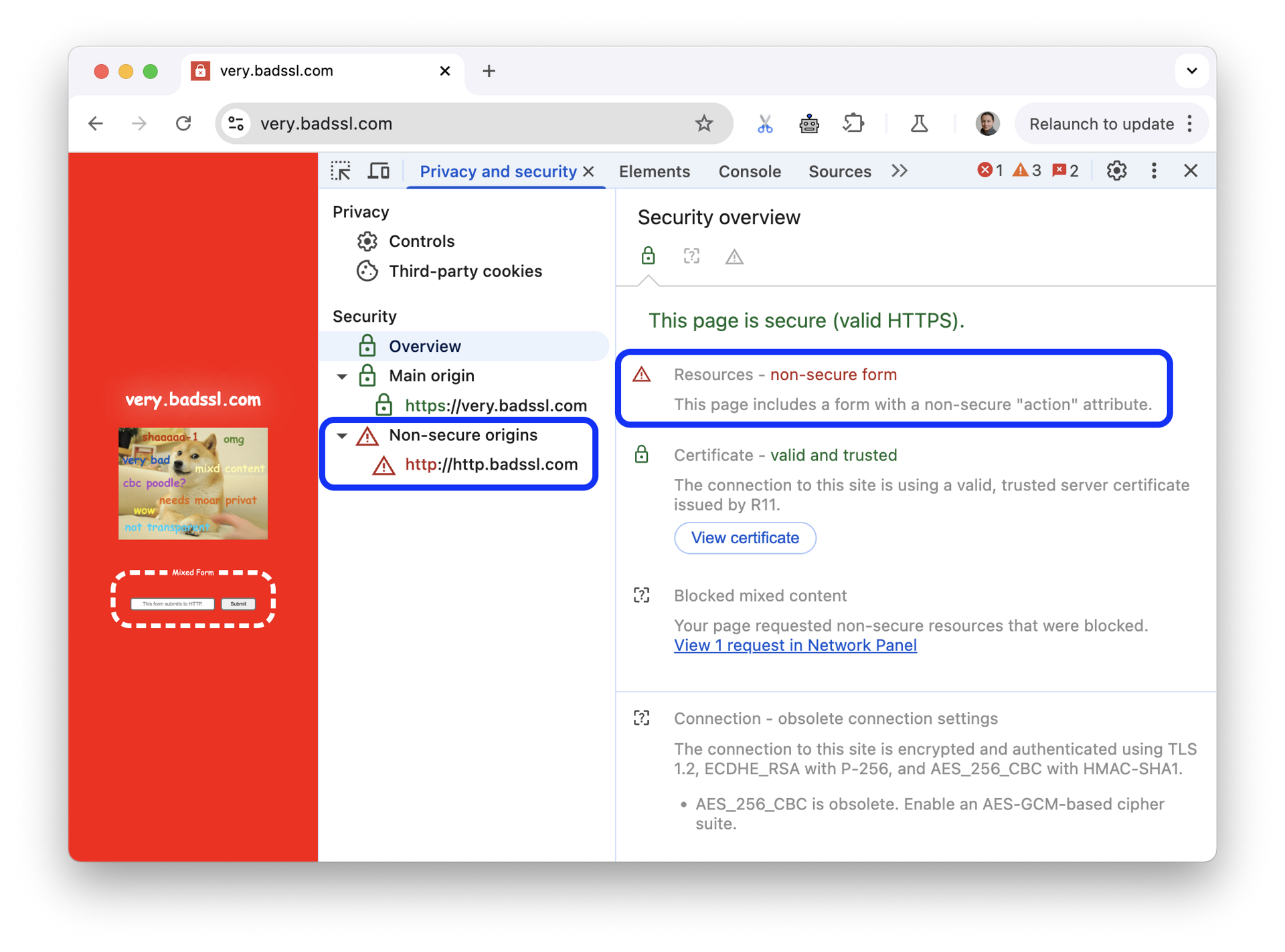 Privacy and security panel | Chrome DevTools | Chrome for Developers