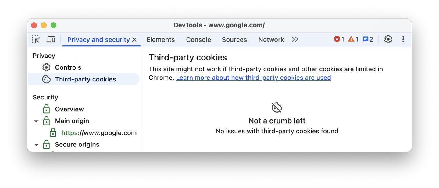 プライバシーとセキュリティ パネル | Chrome DevTools | Chrome for Developers