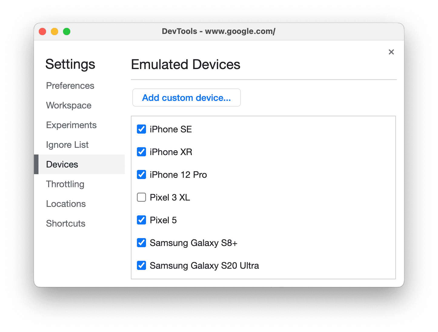 Devices | Chrome DevTools | Chrome for Developers