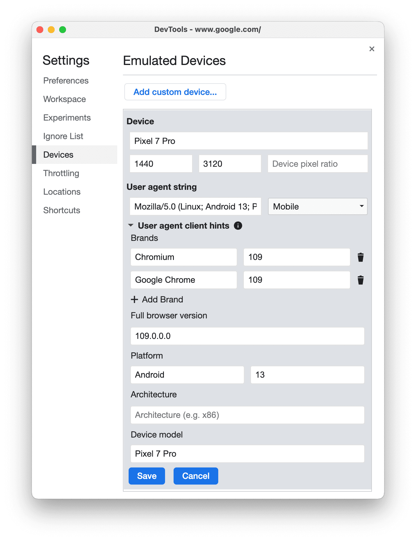 Devices | Chrome DevTools | Chrome for Developers