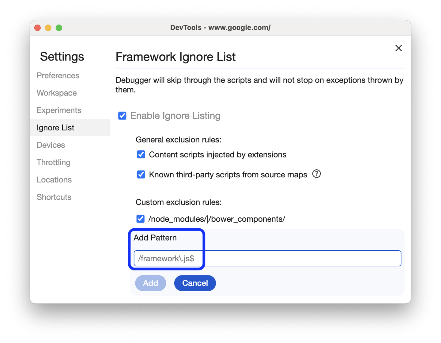 Ignore List | Chrome DevTools | Chrome for Developers