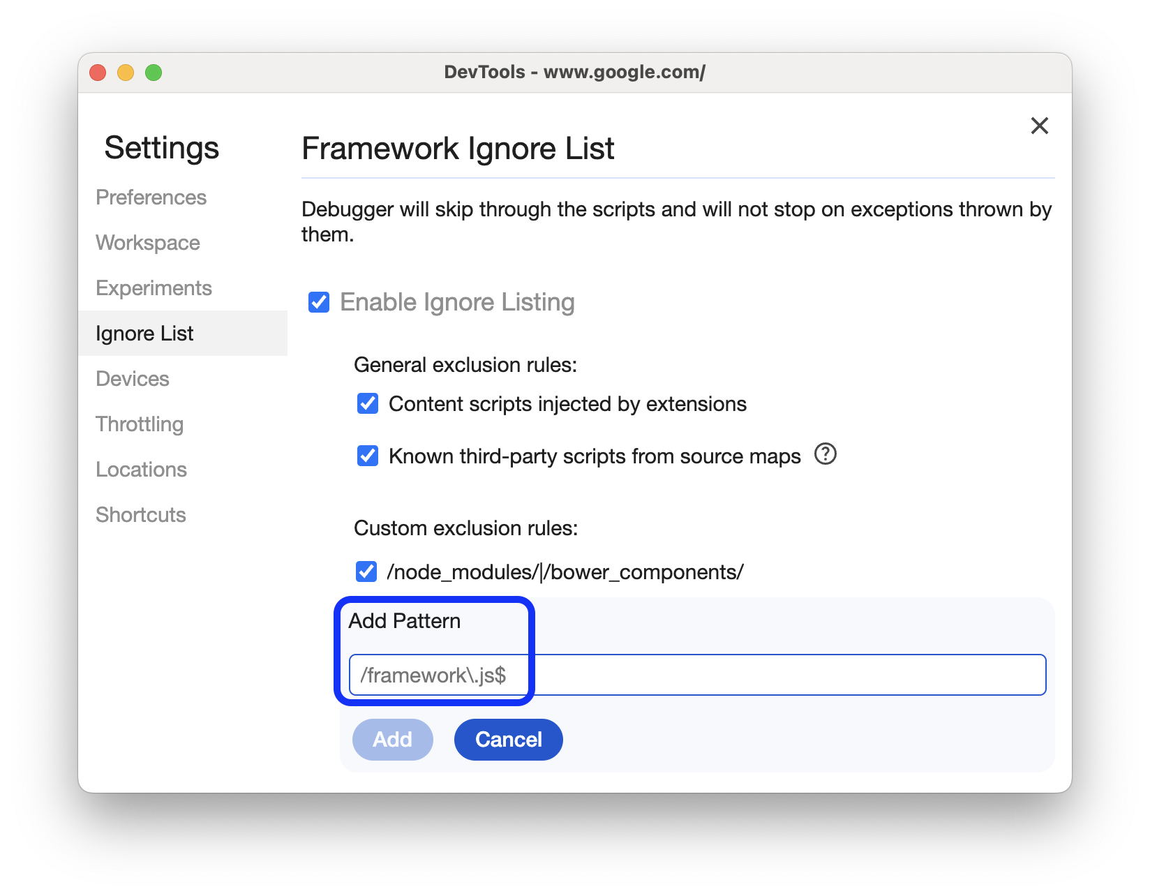 Ignore List | Chrome DevTools | Chrome for Developers