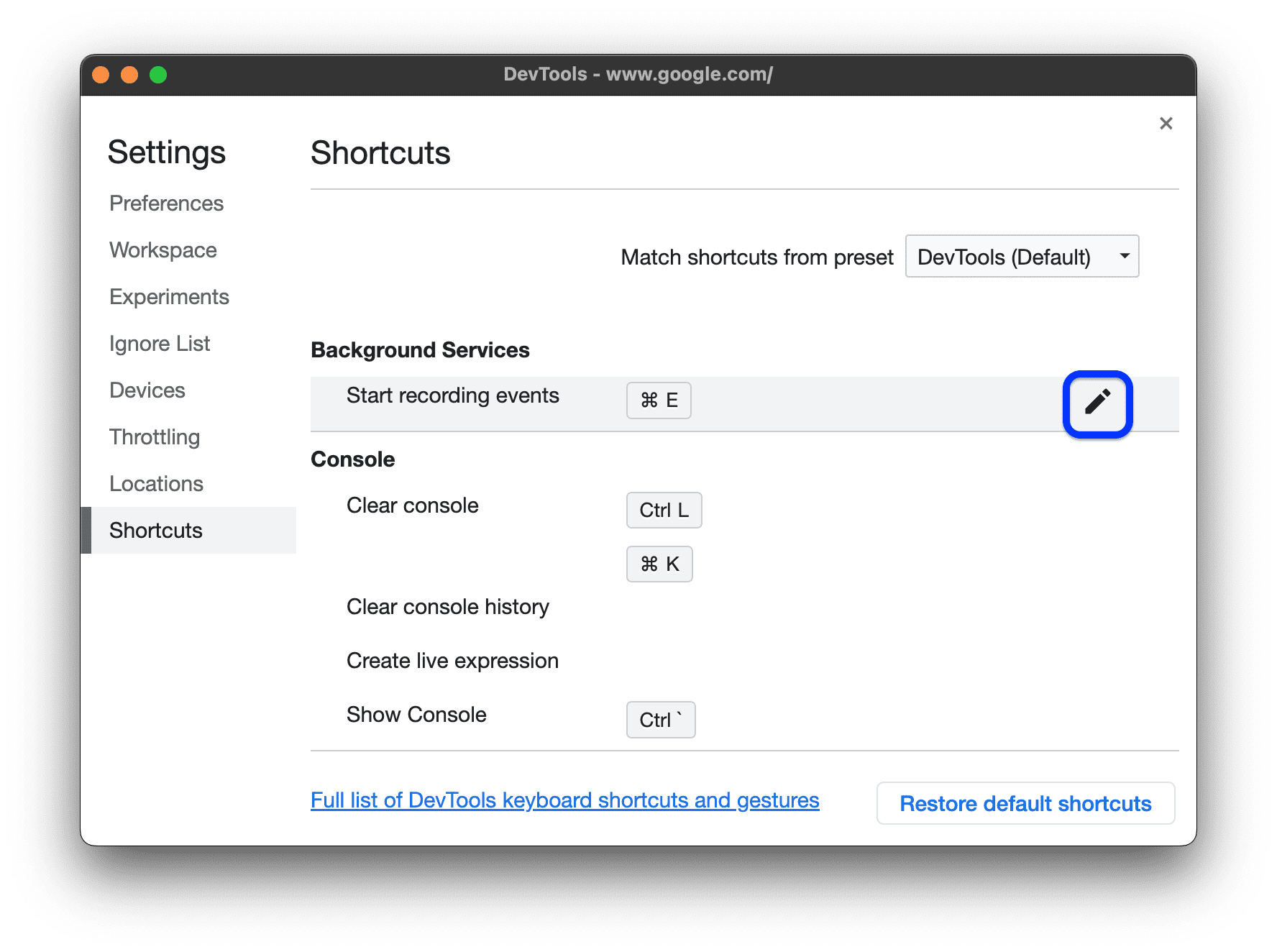 Shortcuts | Chrome DevTools | Chrome for Developers