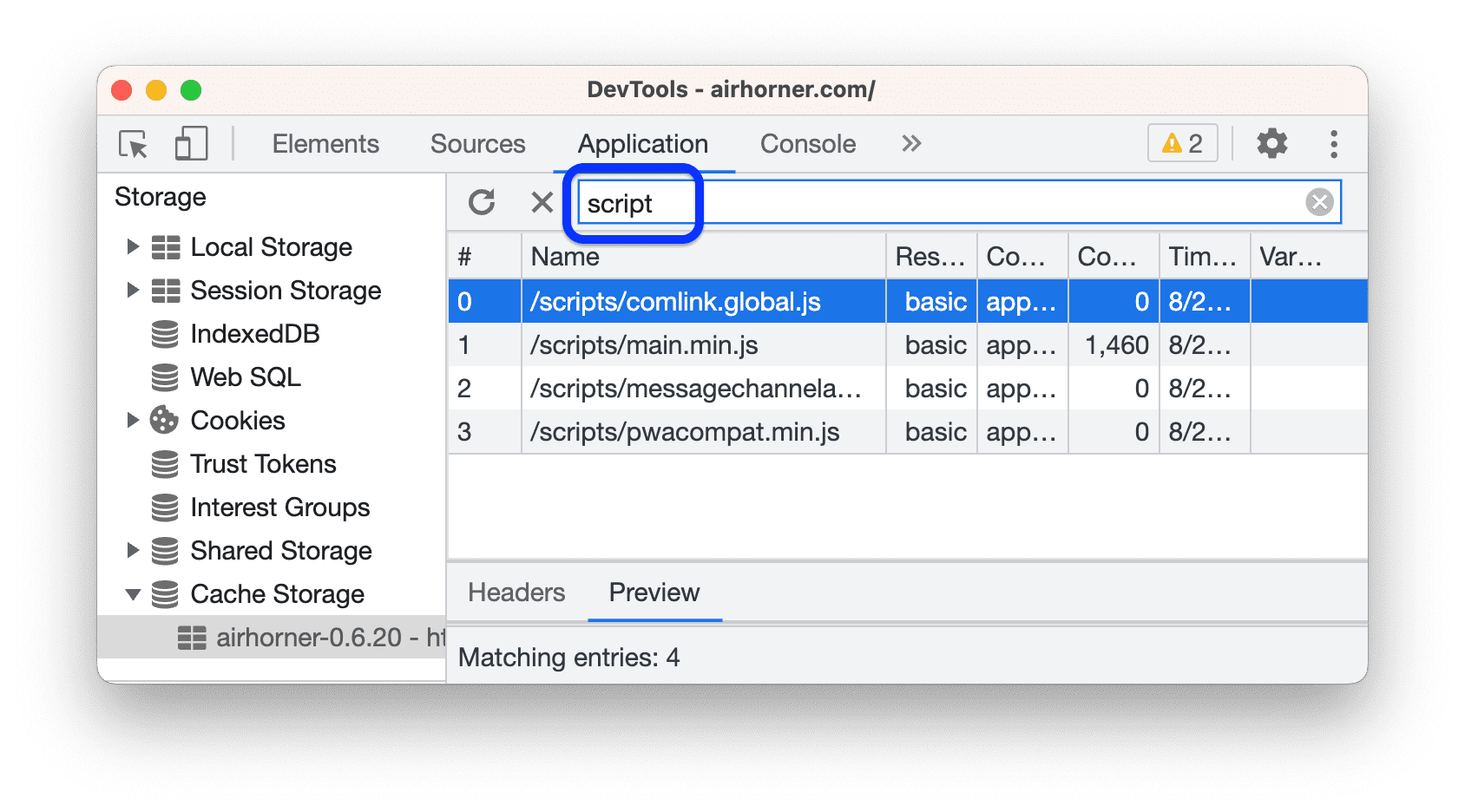 Ver datos de caché | Chrome DevTools | Chrome for Developers