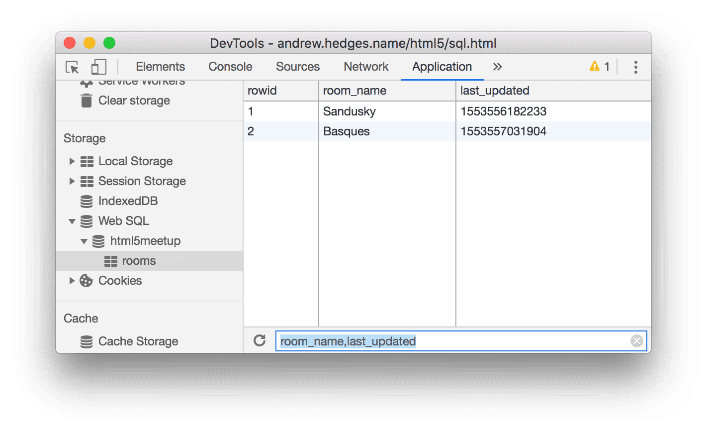 查看 Web SQL 数据 | Chrome DevTools | Chrome for Developers