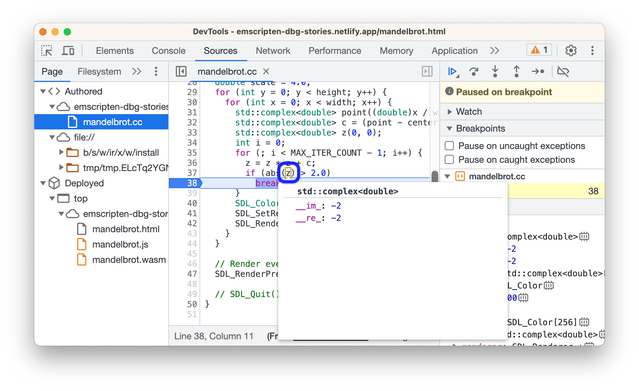 调试 C/C++ WebAssembly | Chrome DevTools | Chrome for Developers