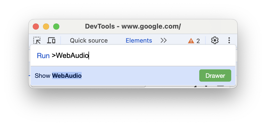 Web Audio: عرض مقاييس واجهة برمجة تطبيقات WebAudio | Chrome DevTools | Chrome for Developers