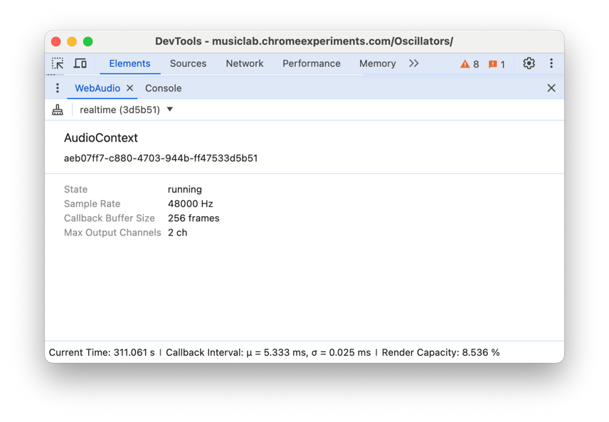 WebAudio: View WebAudio API metrics | Chrome DevTools | Chrome for Developers