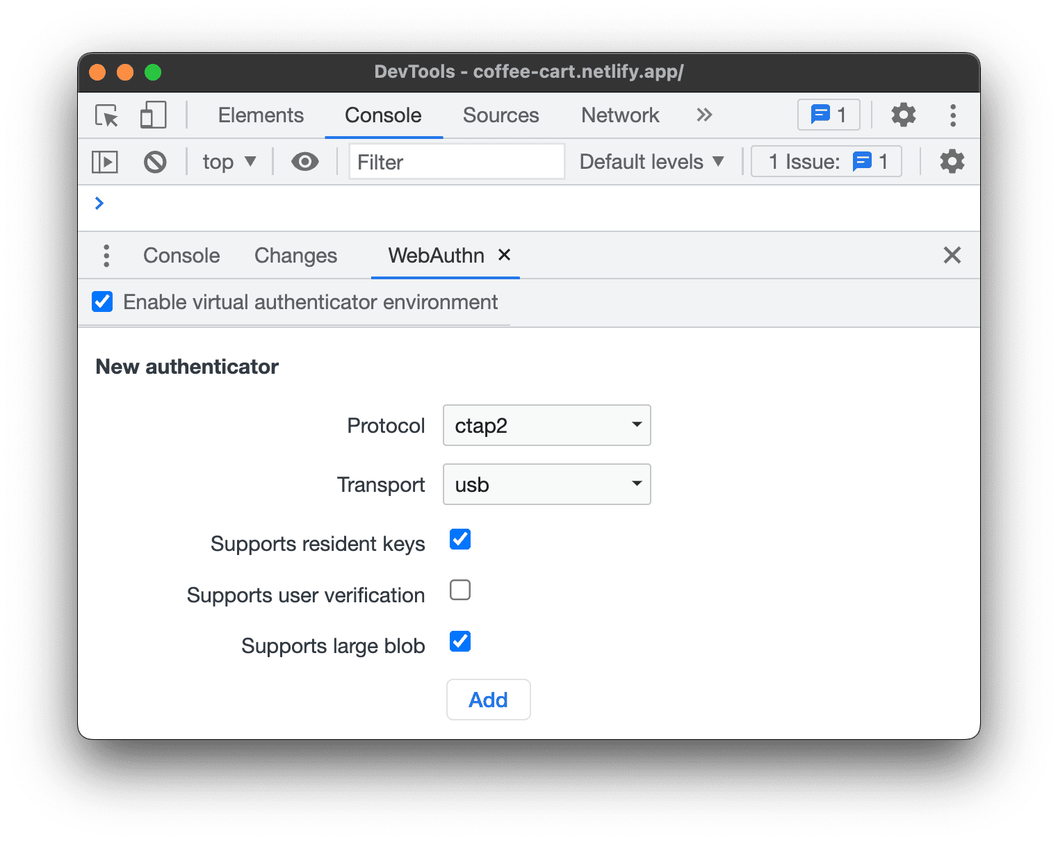 WebAuthn：模擬驗證器 | Chrome DevTools | Chrome for Developers