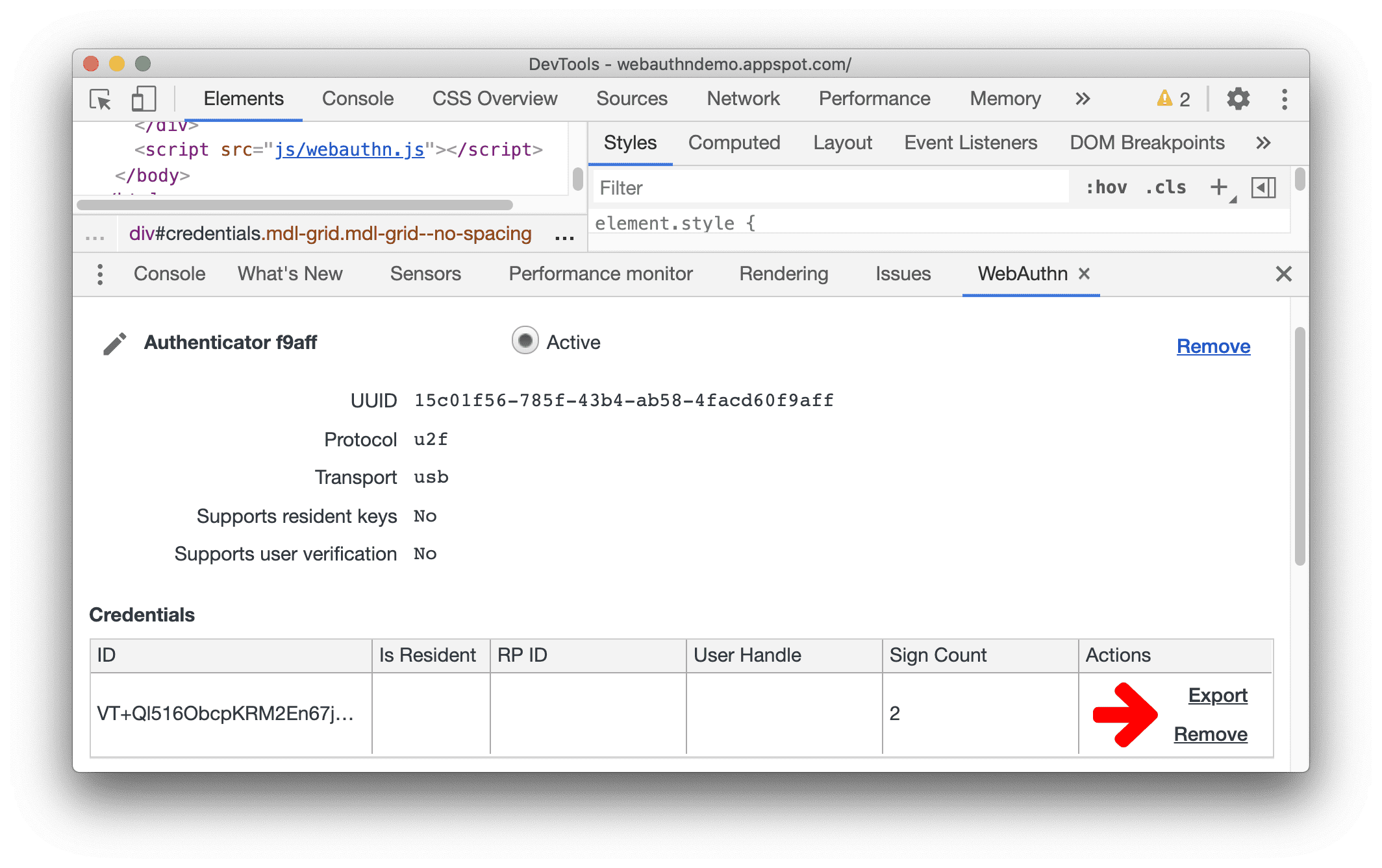 WebAuthn: Emulate authenticators | Chrome DevTools | Chrome for Developers
