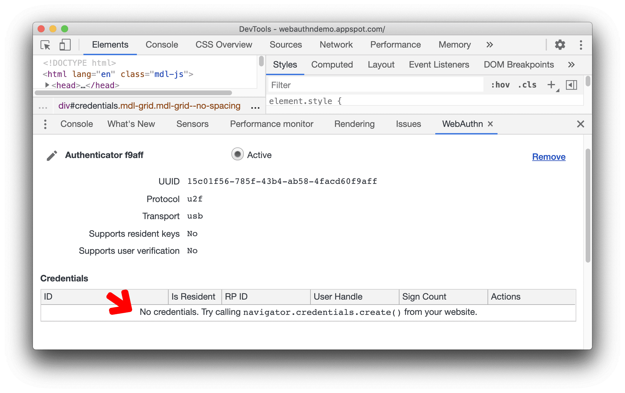 WebAuthn: Emulate authenticators | Chrome DevTools | Chrome for Developers