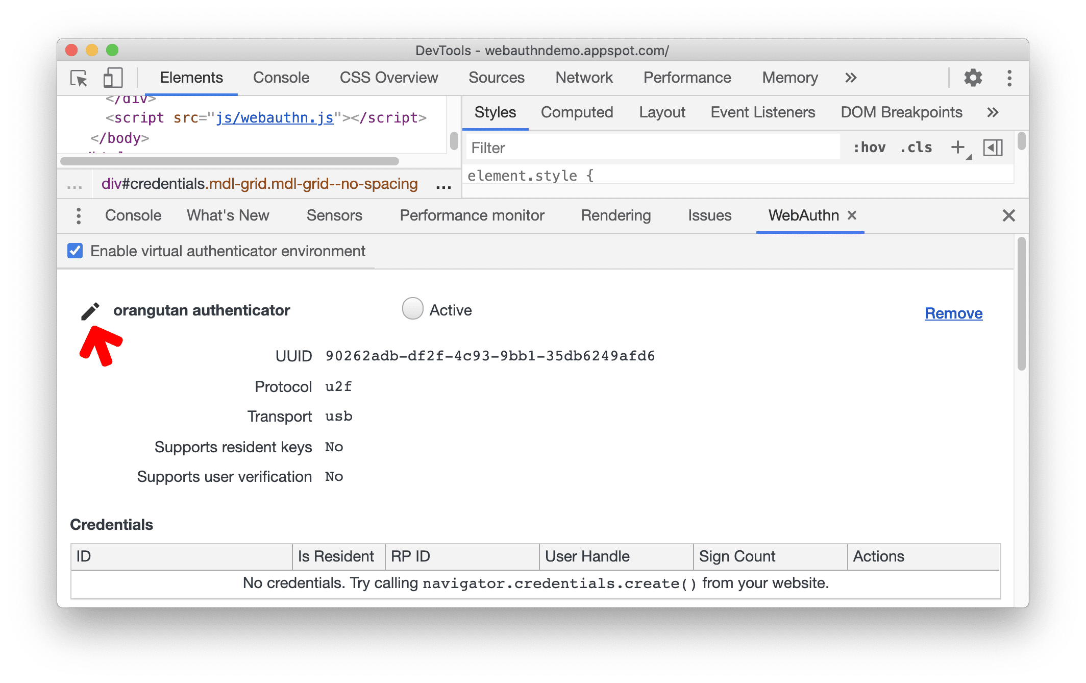 WebAuthn: Emulate authenticators | Chrome DevTools | Chrome for Developers