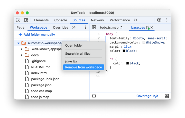 Configura espacios de trabajo para guardar los cambios en los archivos fuente | Chrome DevTools ...