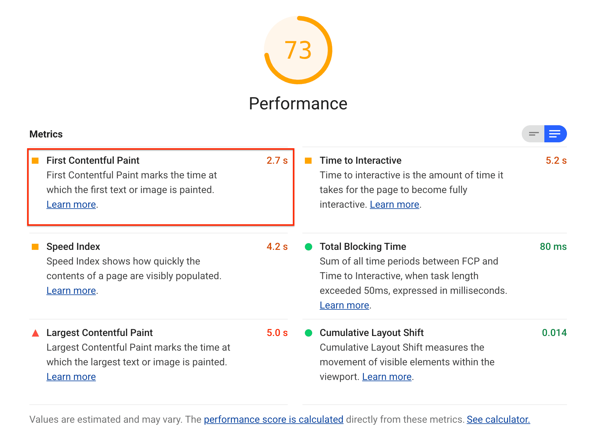 First Contentful Paint | Lighthouse | Chrome for Developers