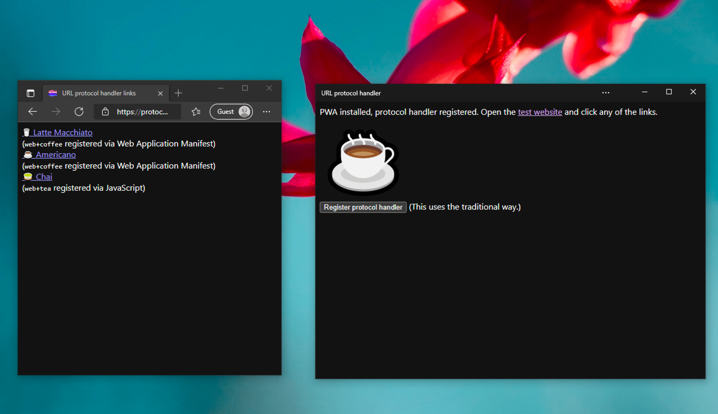การลงทะเบียนตัวแฮนเดิลโปรโตคอลของ URL สําหรับ PWA | Web Platform | Chrome for Developers