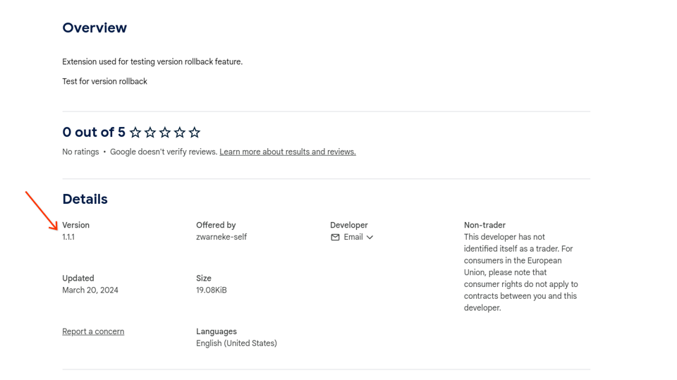 Rollback a published Chrome Web Store item | Chrome Extensions | Chrome for Developers