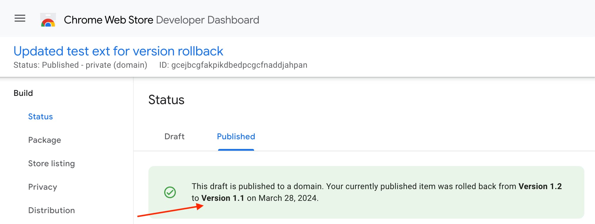 Rollback a published Chrome Web Store item | Chrome Extensions | Chrome for Developers